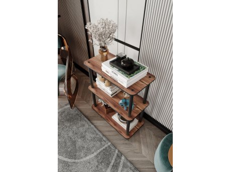 HANAH HOME Polica za knjige Bookcase 3 Tiers Rect Walnut