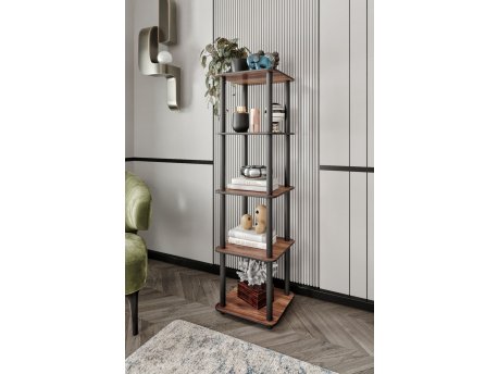 HANAH HOME Polica za knjige Bookcase 5 Tiers Square Walnut
