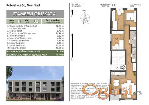    NOV, odmah useljiv LUX stan od 79 m² sa krovnom terasom!