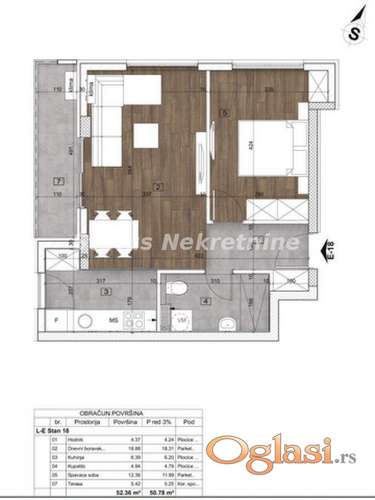 Severni Telep-Lep Konforan Dvosoban stan 51 m2 u Pogodnom kraju-povrat PDV-065/385 8880