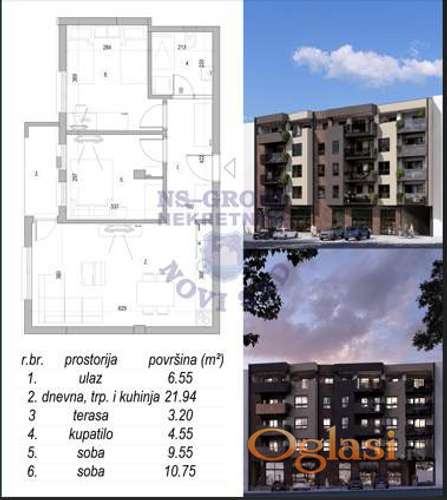 Fenomenalna izgradnja trosoban stan 57m2-Mišeluk
