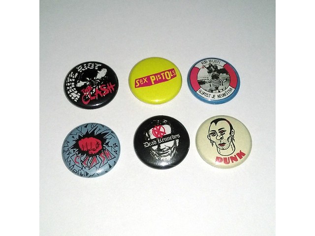 PUNK BEDŽEVI: Sex Pistols, The Clash, Kud Idijoti, DK..
