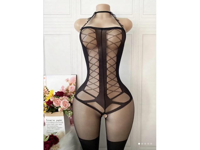 Crne samodrzece carape - bodystocking - univerzalna vel