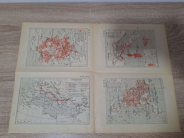 STARA KARTA KRSTAŠKI RATOVI, FRANCUSKA, ENGLESKA, ITALI