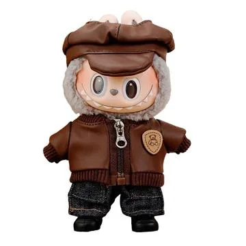 VINTAGE AVIATOR STYLE OUTFIT SET FOR LABUBU DOLL 17CM - 5 PCS