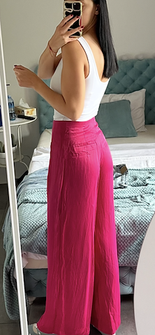 Zara satenske pink pantalone XS