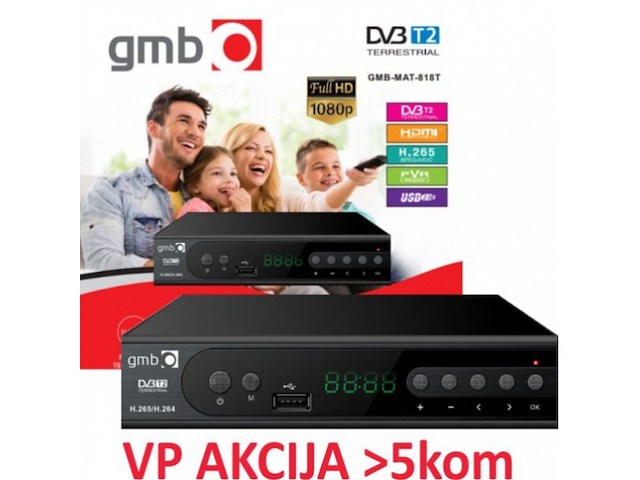 GMB-MAT-818T **DVB-T2 SET TOP BOX USB/HDMI/Scart/RF-out, PVR,Full HD, H265, hdmi-kabl,(1384)