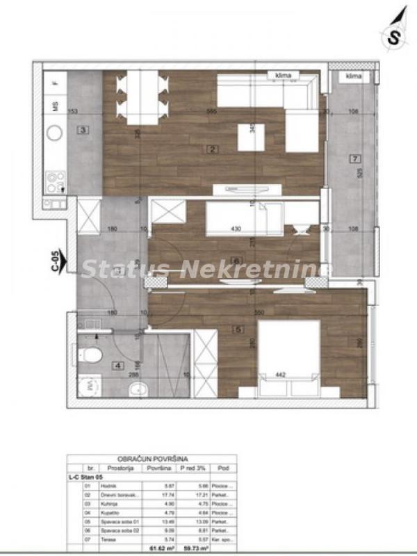 Trosoban stan na prodaju, 60m2, 169.200€