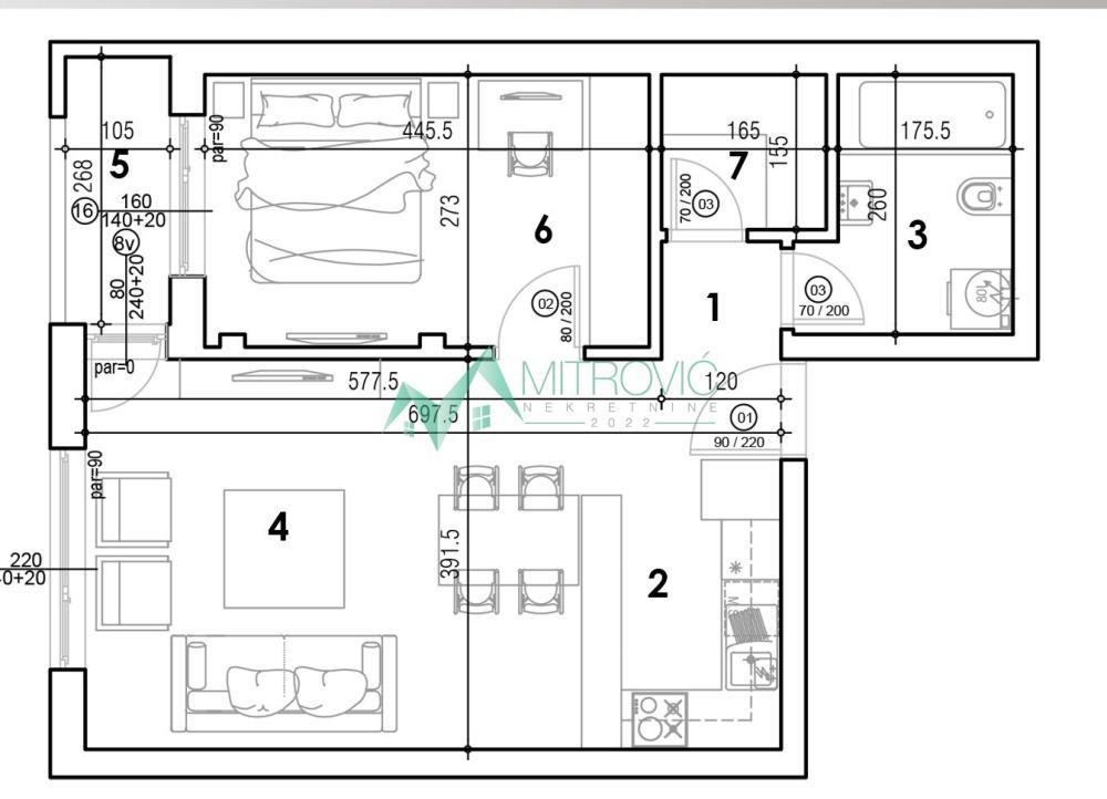 Jednoiposoban stan na prodaju, 51m2, 129.300€