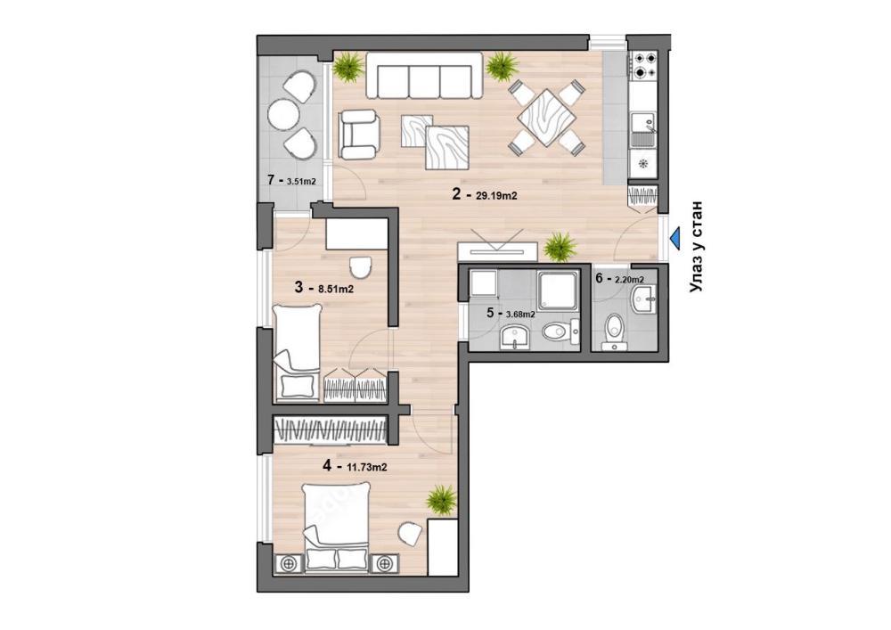 Trošarina, Jednoiposoban stan na prodaju, 45m2, 81.000€