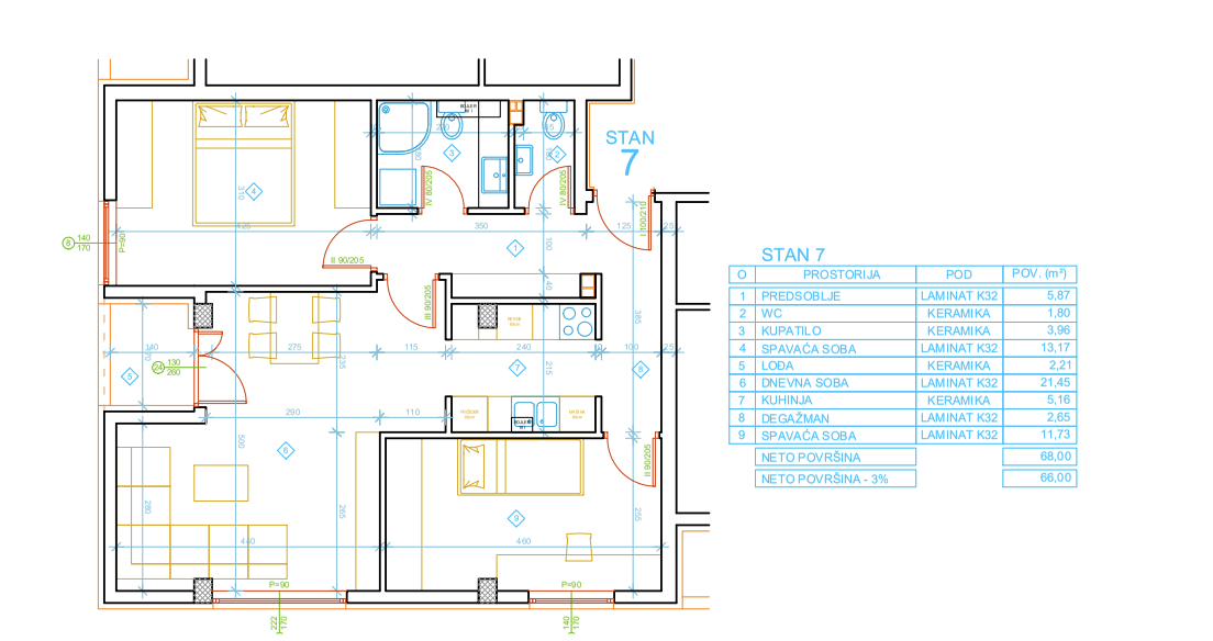 Dvoiposoban stan na prodaju, 66m2, 109.560€