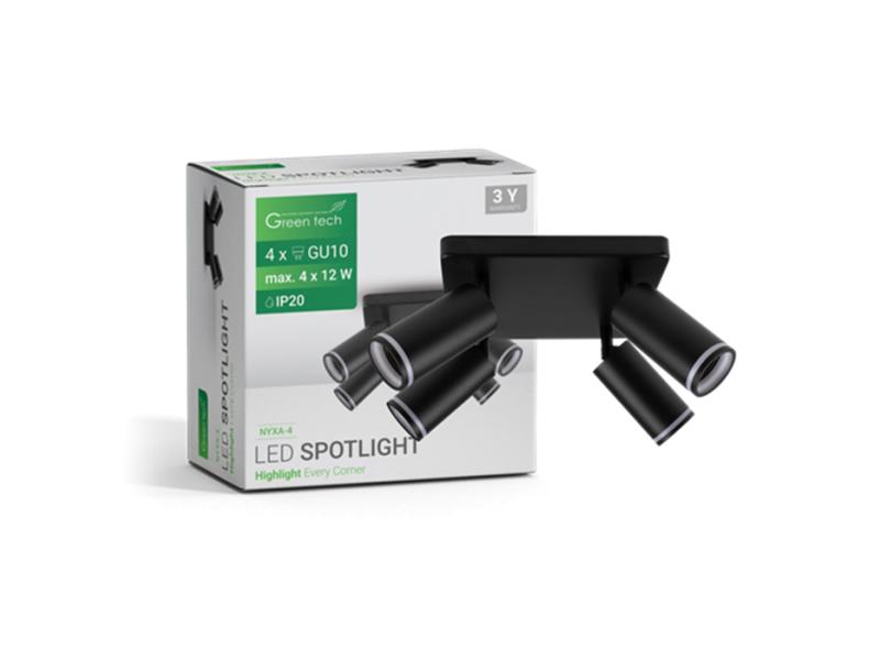 GREENTECH LED SPOT SVETILJKA 4X GU10 CRNA (NYXA-4)