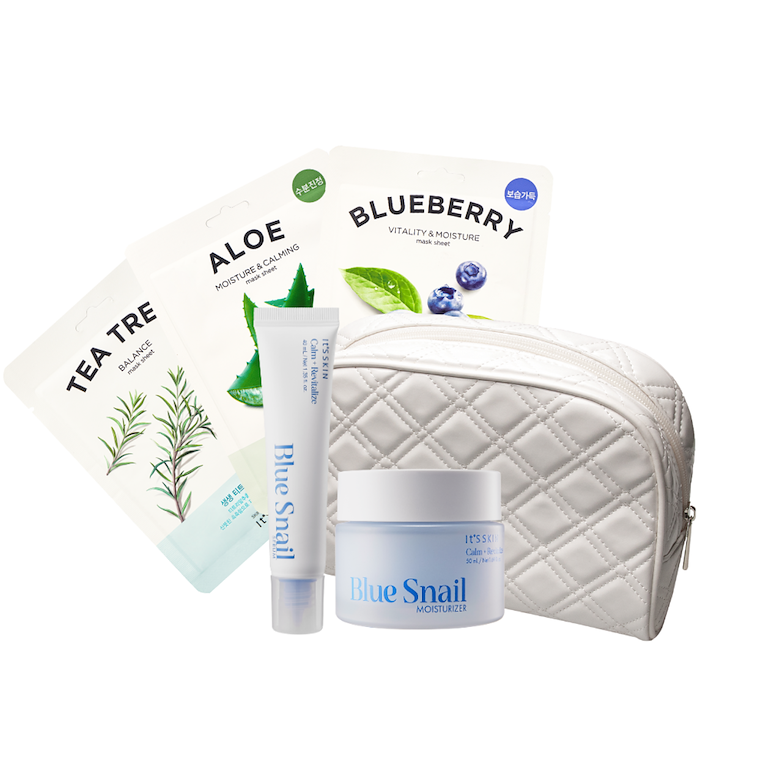 Blue Snail Revive set za revitalizaciju i umirenje kože lica, 40ml + 50ml + 21g + 18g + 18g + 1 kom