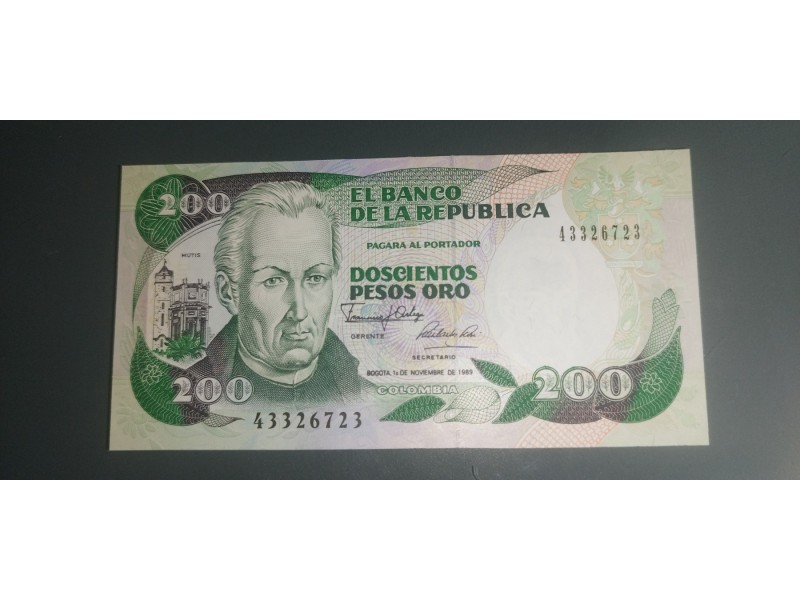 H5 200 pesos Kolumbija 1989 UNC