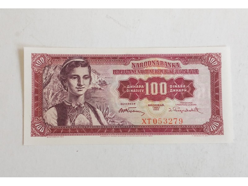 novčanica 100 dinara NB FNRJ 1955. - UNC - 4