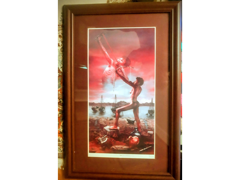 "Strelčev duh", uramljeno 55x83 cm.