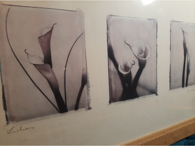 POTPISANA VELIKA TRIPTIH SLIKA " LILIES - KALA"