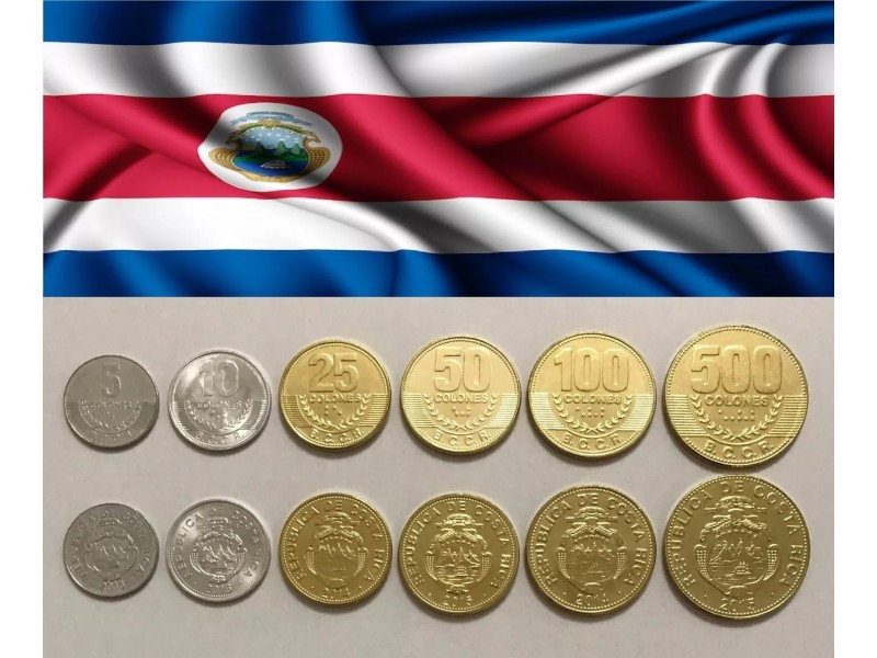 Kostarika COSTA RICA 2001/08 Kompletan set kovanica UNC