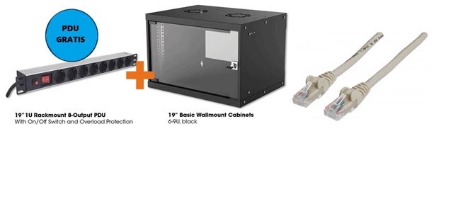 Intellinet 19'' Zidni orman 9U/560mm+PDU+Panel + Patch cable