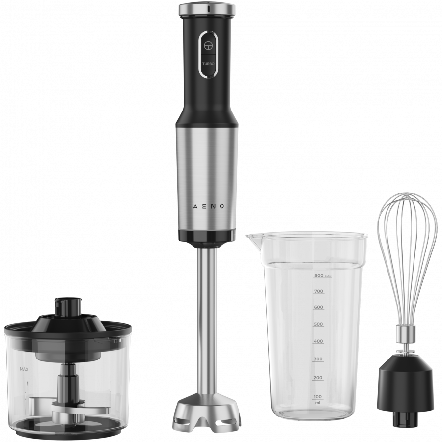 Aeno Hand Blender, 1200W in CB, Black, Tiger Teeth Cutter, Whisk, Food Processor, Cup
