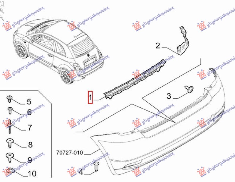 NOSAC ZADNJEG BRANIKA PLASTICNI (O) FIAT 500e (2021-) (OEM: 52140787)