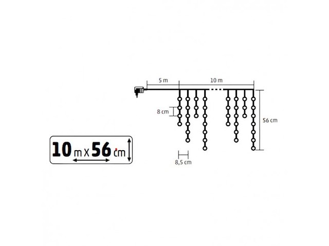 Svetleći LED niz sa 600 toplo belih LED dioda 10m Sa adapterom KKF600D10M