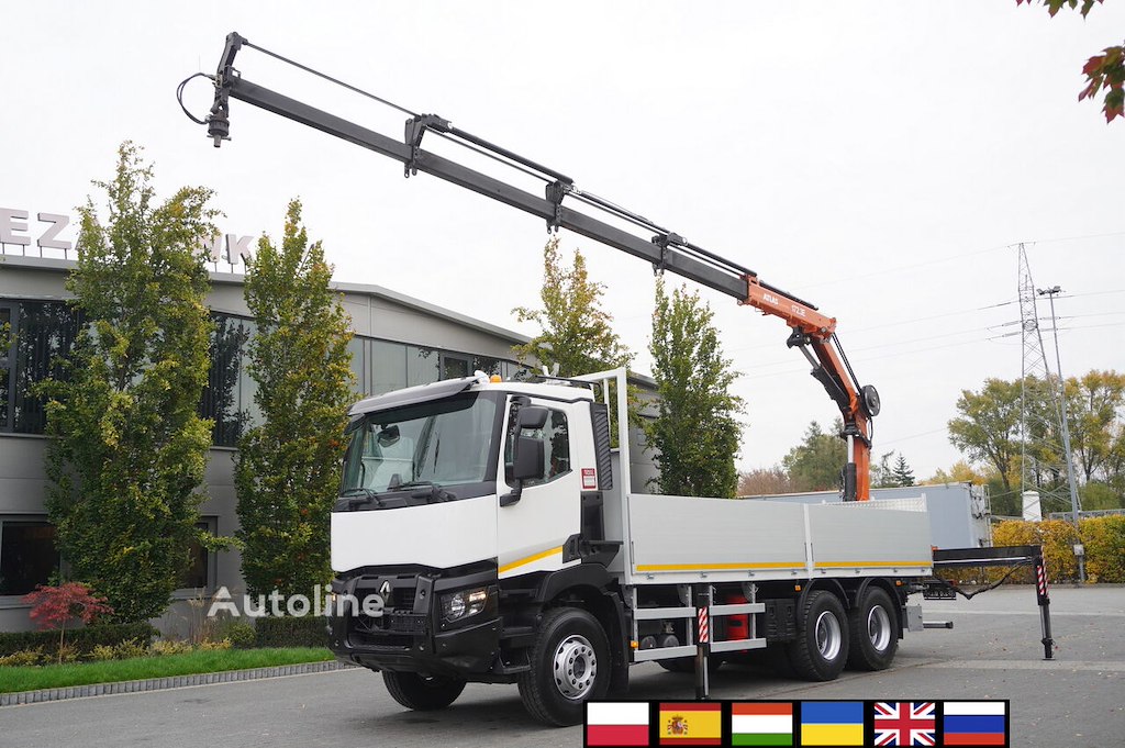 Renault C380 Comfort 6x4 / Atlas 172.3E crane / Range 12.3 m / capacity kamion s ravnom platformom