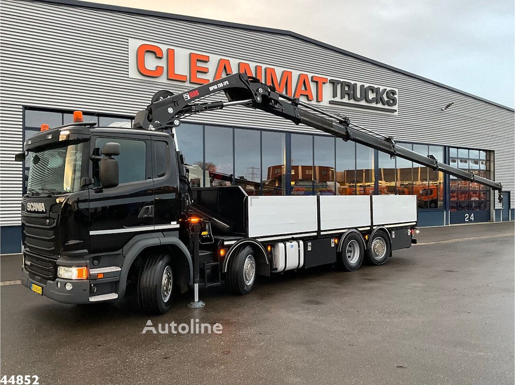 Scania G 450 Euro 6 Hiab 28 Tonmeter laadkraan kamion s ravnom platformom