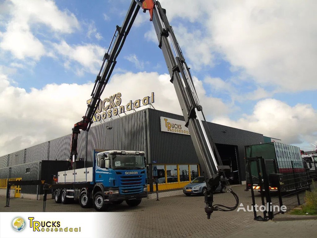 Scania G480 8x4 + palfinger crane PK74002 6x extension + JIB 4x extensi kamion s ravnom platformom