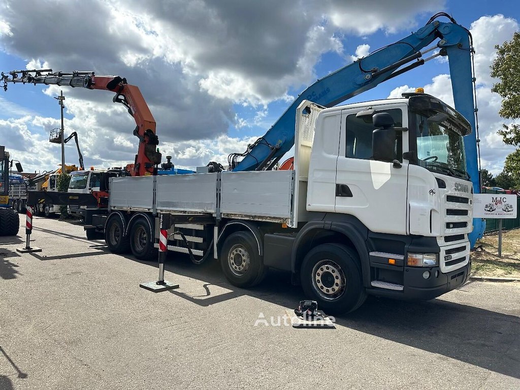 Scania R420 8x4 + CRANE PALFINGER PK44002 F (7x) + Rotator - 6m50 platf kamion s ravnom platformom