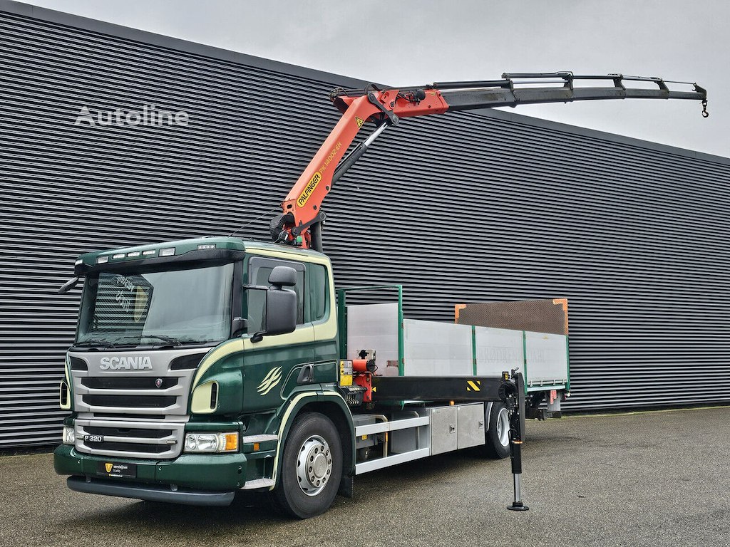Scania P320 4x2 / PALFINGER PK14002 / CRANE/KRAN kamion s ravnom platformom