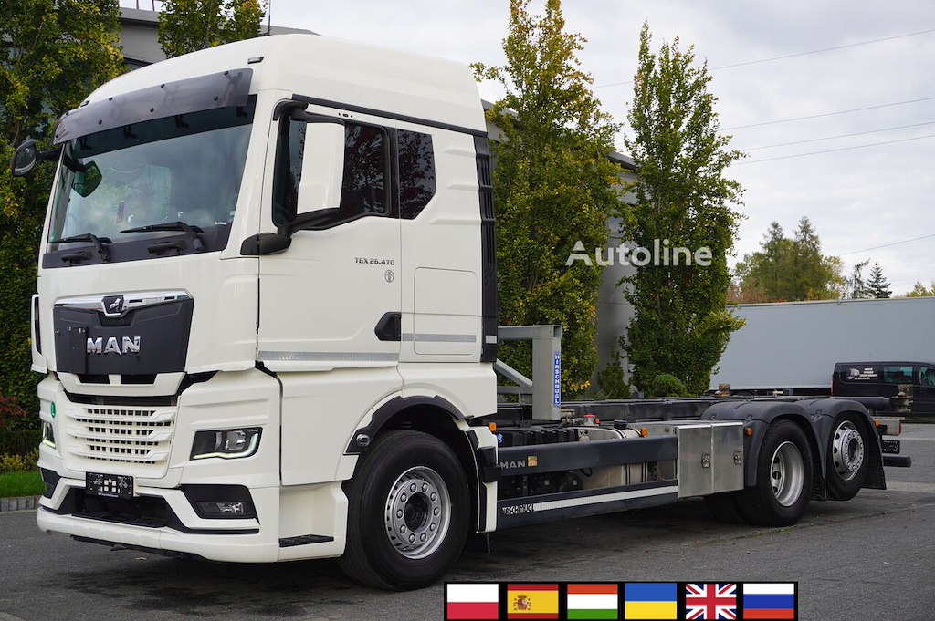 MAN TGX 26.470 6x2 COINTAINERKIPPER HYVA HIRMSCHLING / 200 tho. km! kamion šasija