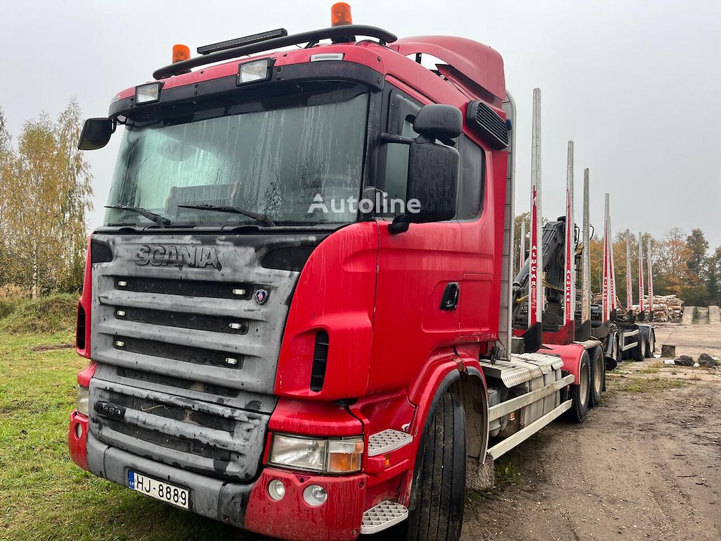 Scania R480 kamion za prevoz drva + šumarska prikolica