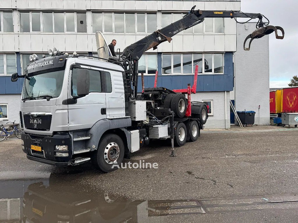 MAN TGS 33.480 6X4 + HIAB 251S.82 + TRAILER 2 AXLE KRAEMER kamion za prevoz drva