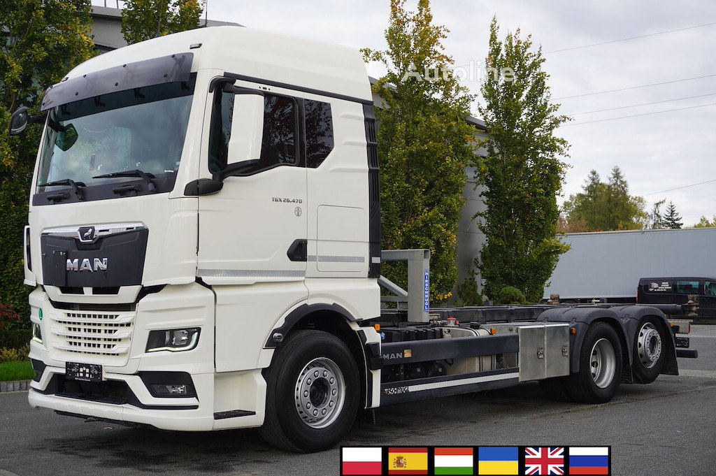 MAN TGX 26.470 6x2 COINTAINERKIPPER HYVA HIRMSCHLING / 200 tho. km! vozilo za prevoz kontejnera