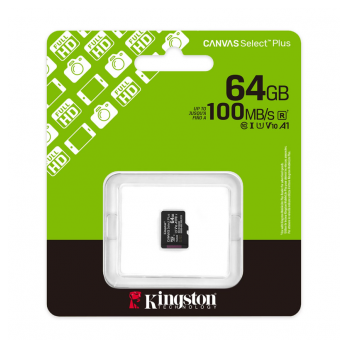Micro SD kartica Kingston 64GB Canvas Select Plus Class 10UHS-I U1 V10 A1 Read up to 100MB/s