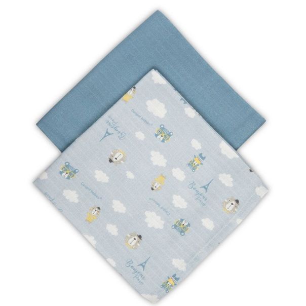 CANPOL Babies muslin pelena Bonjour Paris blue 2/1 70x70cm