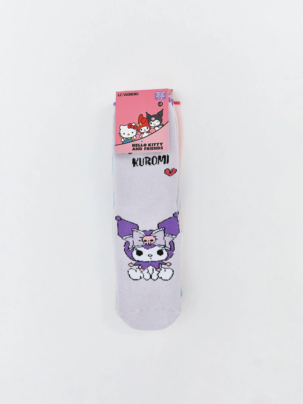 LCW Kids Hello Kitty Uzorkovane Dečje Frotirne Čarape Do Gležnja, Pakovanje Od 3 Komada