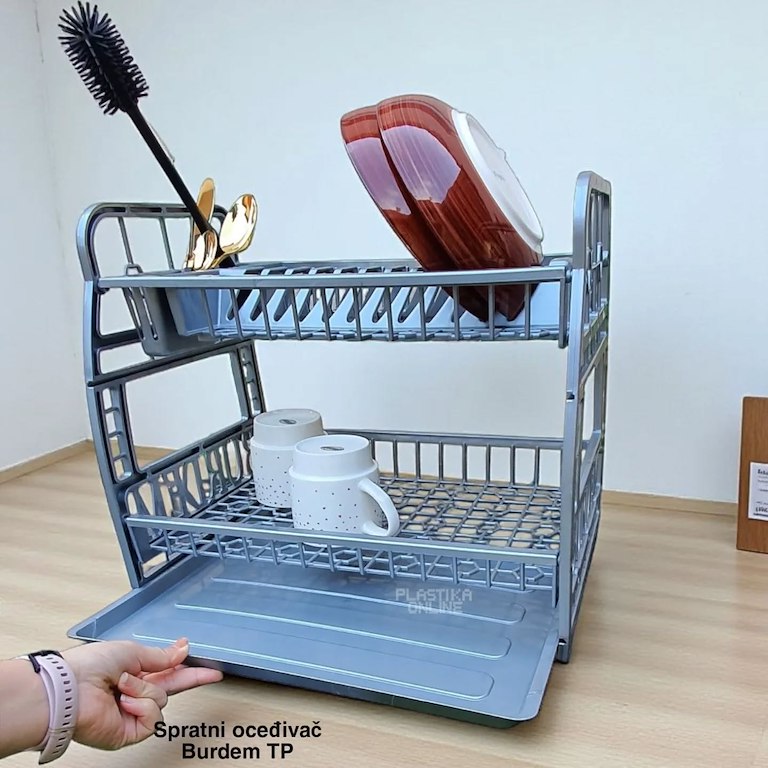 Cediljka za sudove 2 sprata Burdem sivi (41x28xh35 cm)