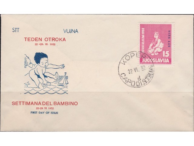 Jugoslavija ZONA B Vuja 1952 Decja nedelja FDC