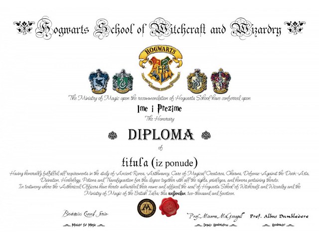 HOGWARTS DIPLOMA