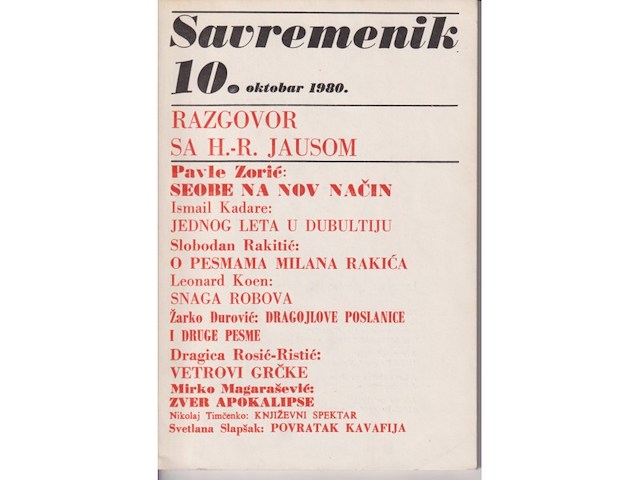 RAZGOVOR SA H. R. JAUSOM / SAVREMENIK 10/1980.