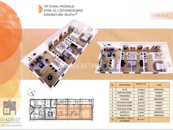 Troiposoban stan u izgradnji 96.47 m², PR, Obrenovac - 159.176€