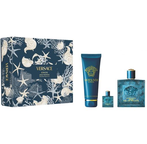 Versace Set Eros M edt 100ml + edt 5ml + 150ml SG