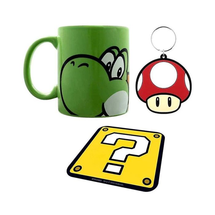 Poklon set Super Mario (Yoshi) Mug Coaster Keychain Gift Set