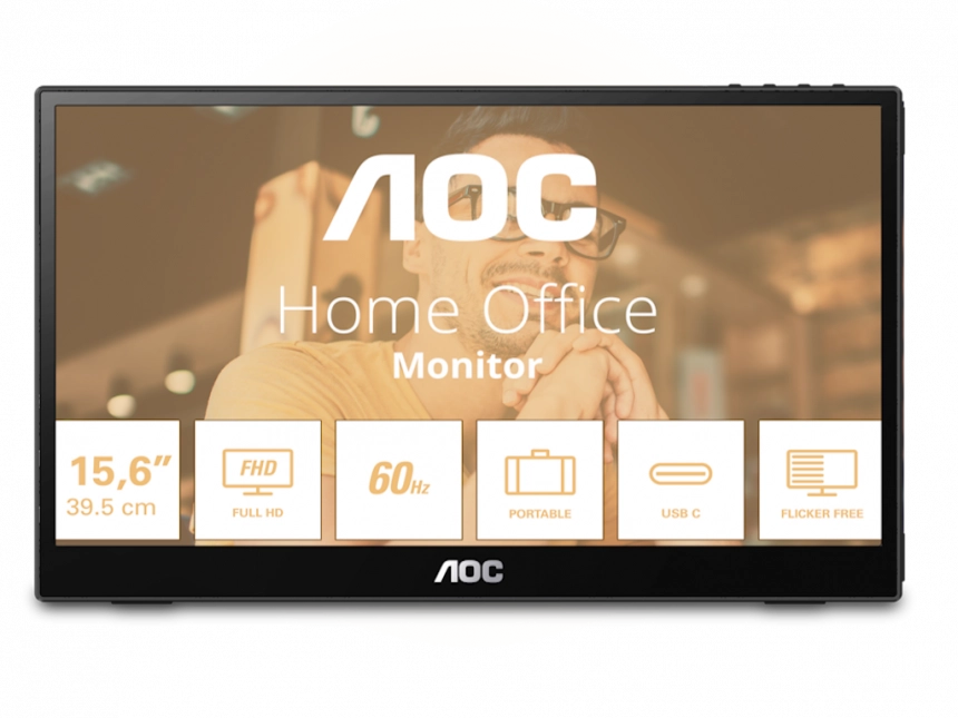 Monitor AOC 16T3EA 15,6"/IPS/1920x1080/60Hz/4ms GtG/USB C/prenosni/crna