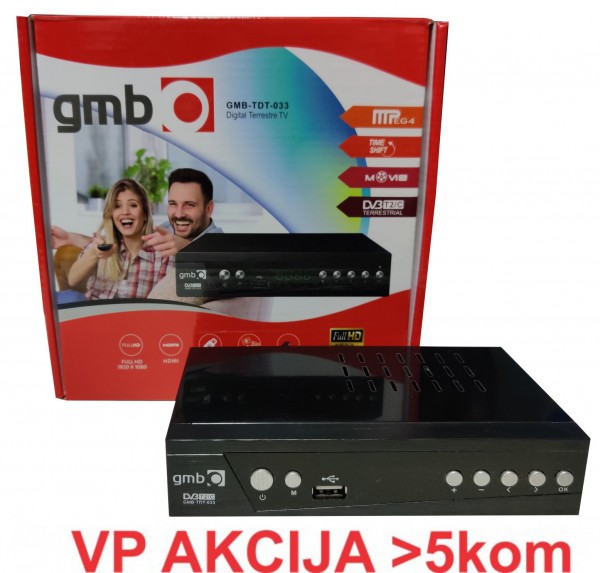 GMB-TDT-033 ** DVB-T2/C SET TOP BOX USB/HDMI/Scart/RF-out, PVR, Full HD,H264, hdmi-kabl (1254)