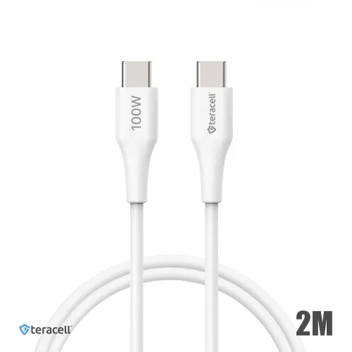 USB Data kabl Teracell Plus 100W PD Type C na Type C beli 2m