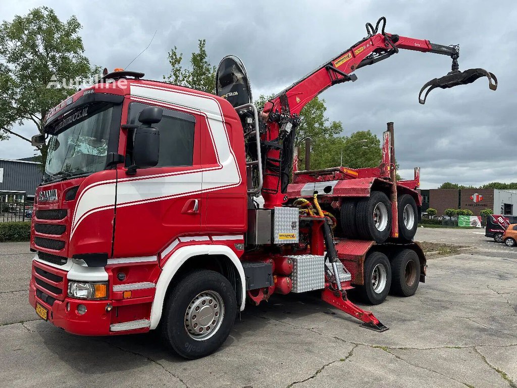 Scania R580 V8 6X4 EPSILON S270L88 2 AXLE HANGER tegljač + poluprikolica za prevoz drva