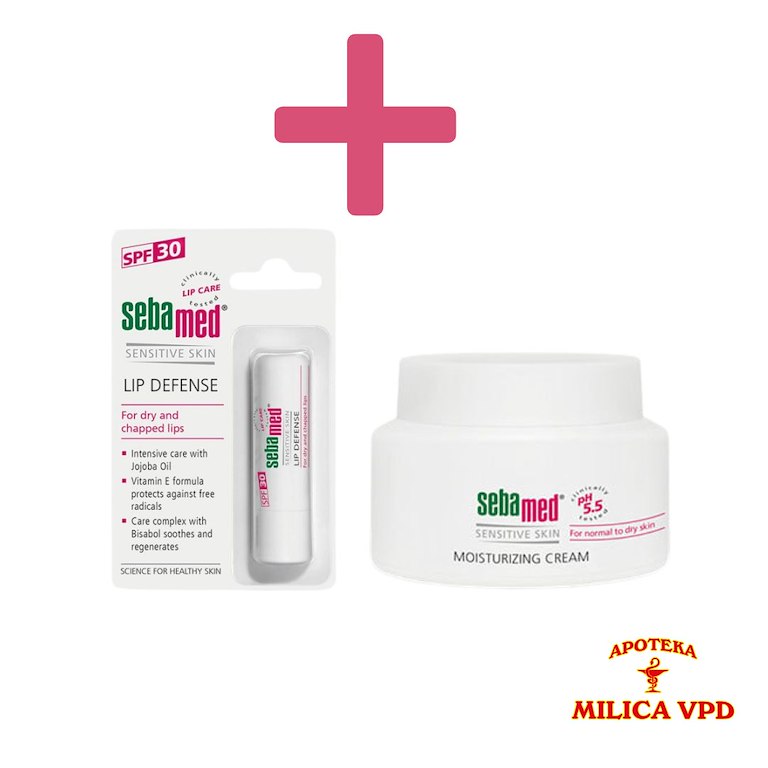 Sebamed balzam za usne sa SPF 30 4,8 g + Sebamed hidrantna krema za lice 75 ml GRATIS